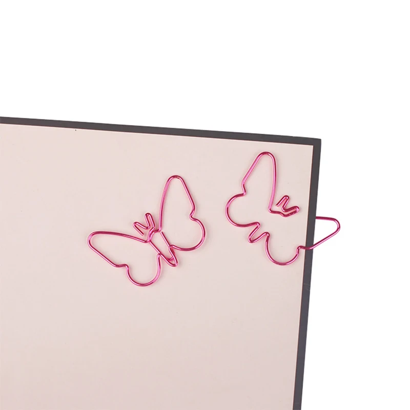 Pink Butterfly Shaped Paperclip Cute Metal Paper Clip Cucurbit Bookmark ...