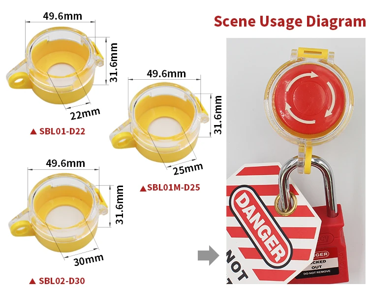 Safety Emergency Stop Lockout Button - Durable & Transparent