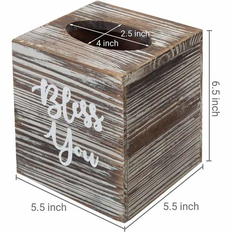 White Washed Solid Wood Tissue Dispenser Bath Decor With Bless You ...