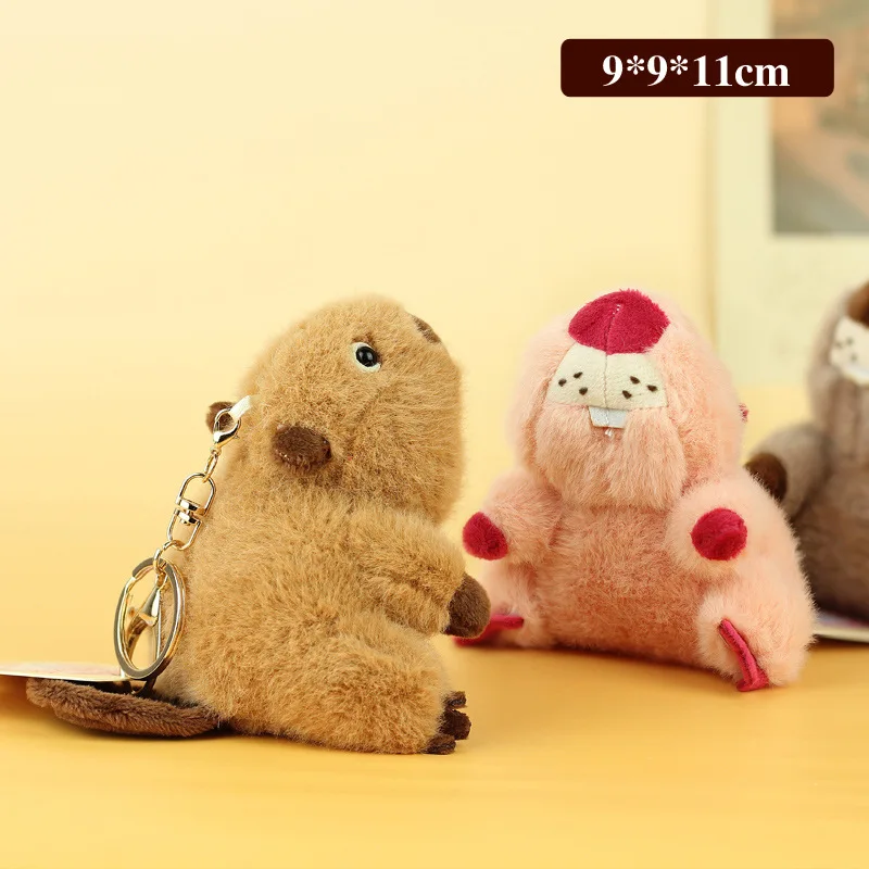 Peluche Soft Mini Plushy Stuffed Beaver Plush Plushie Keychain Key Fob ...