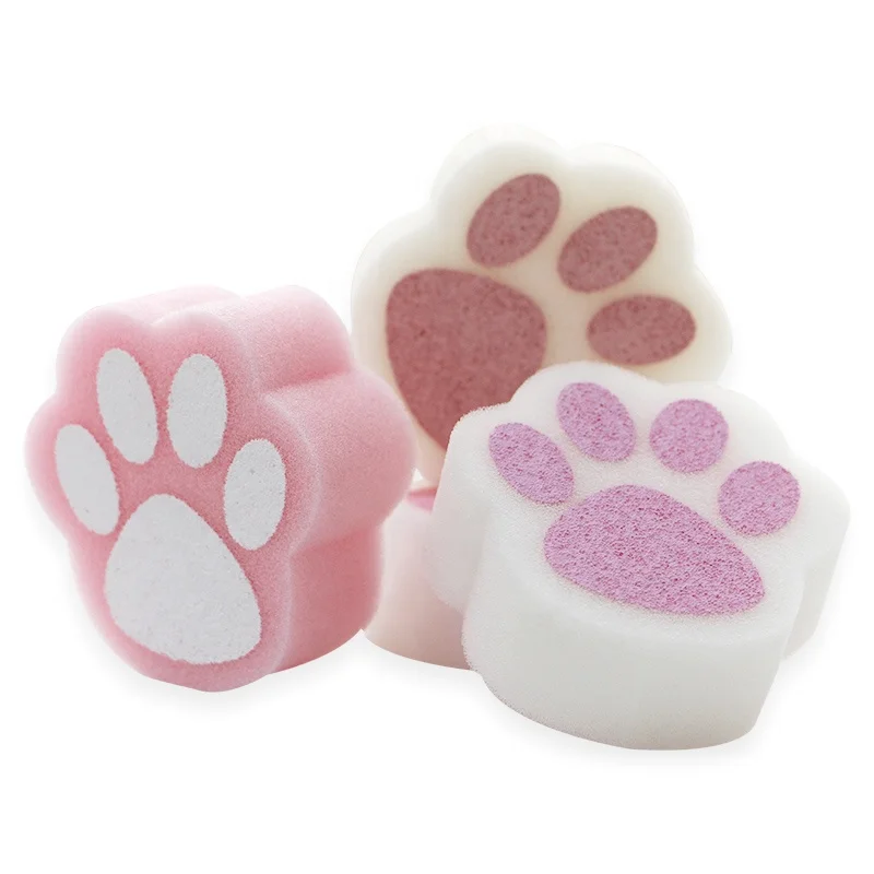 Two Side Print Cat Paw Sponge Bath Sponge Baby Bath Toy - Buy Cat ...