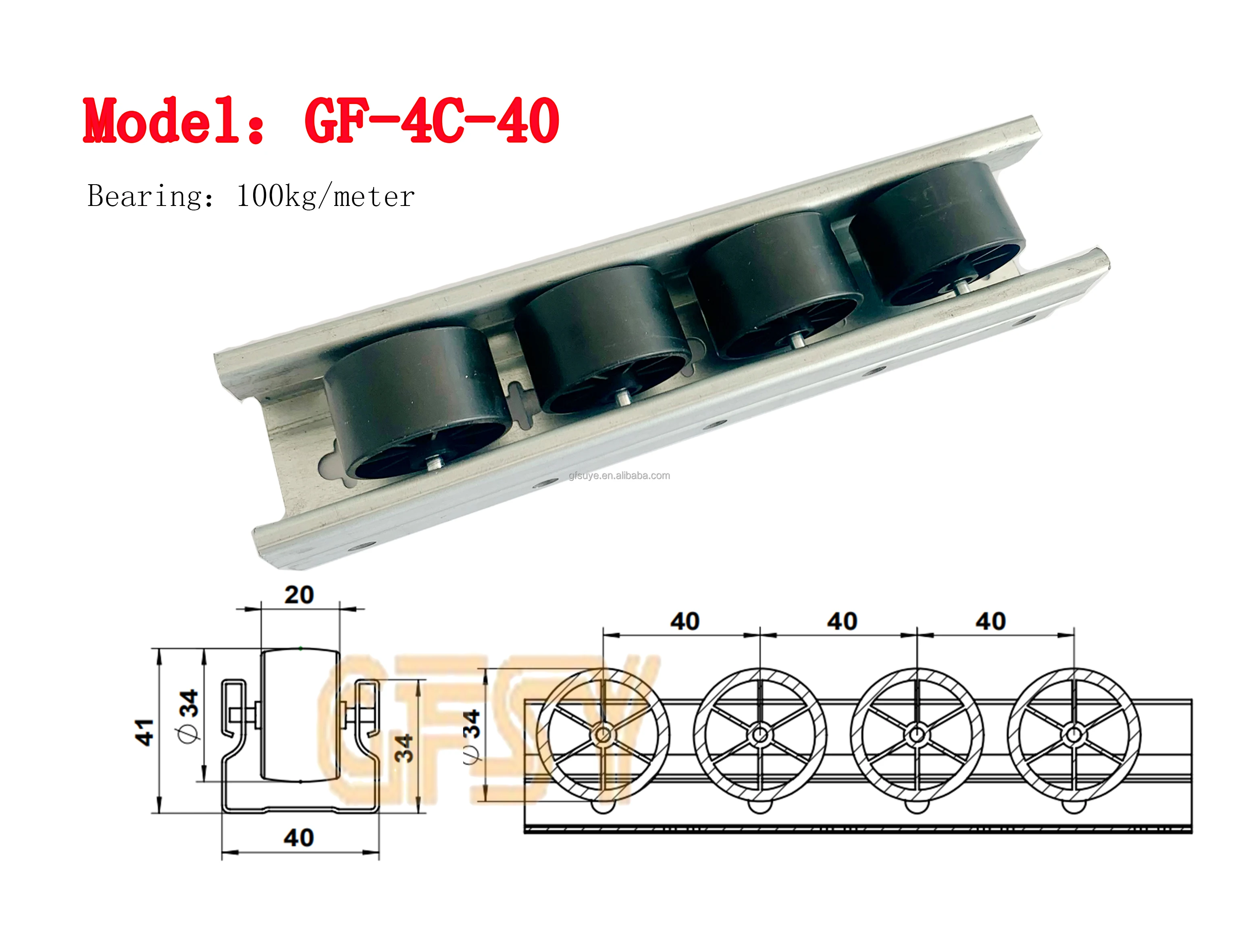 GF-4C-40 Galvanized Steel Placon Flow Roller Track in Lean Pipe System ...