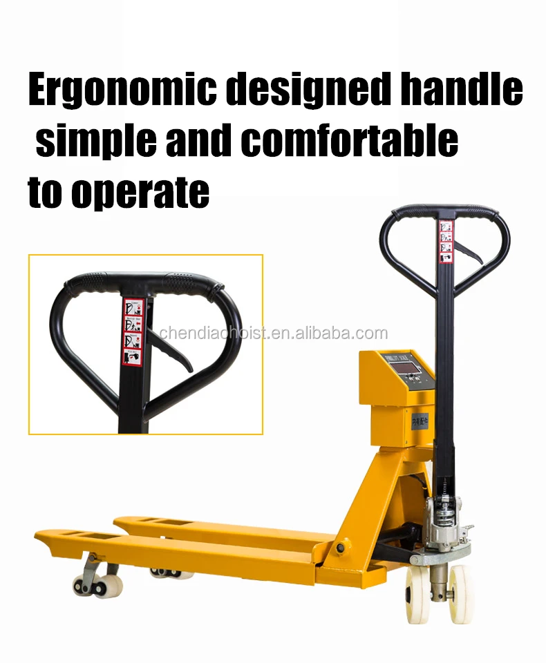 Nylon Wheel 2500kg Hydraulic Pallet Trolleys Hand Pallet Scale Weight ...