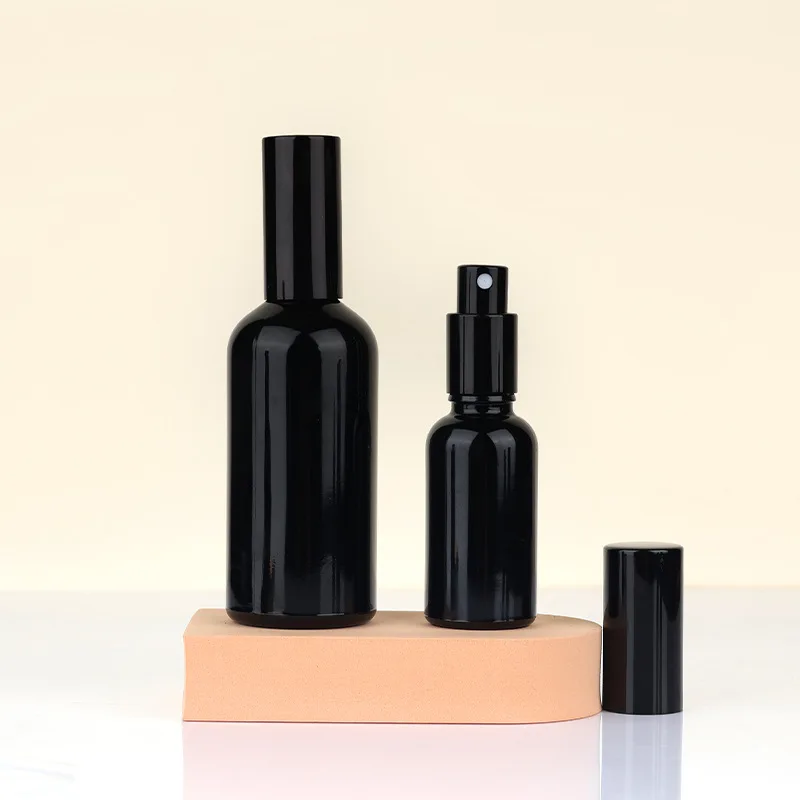 4 Ounce 100ml Matte Black Glass Spray Bottle with Black Fine Mist ...