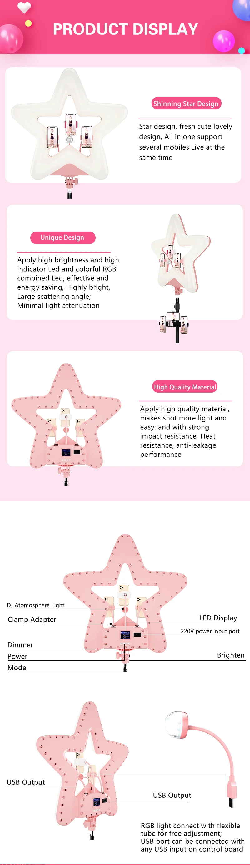 20" Star Ring Light RGB Color 3000-6500k 45W Led Ring Light - GSM-Forum