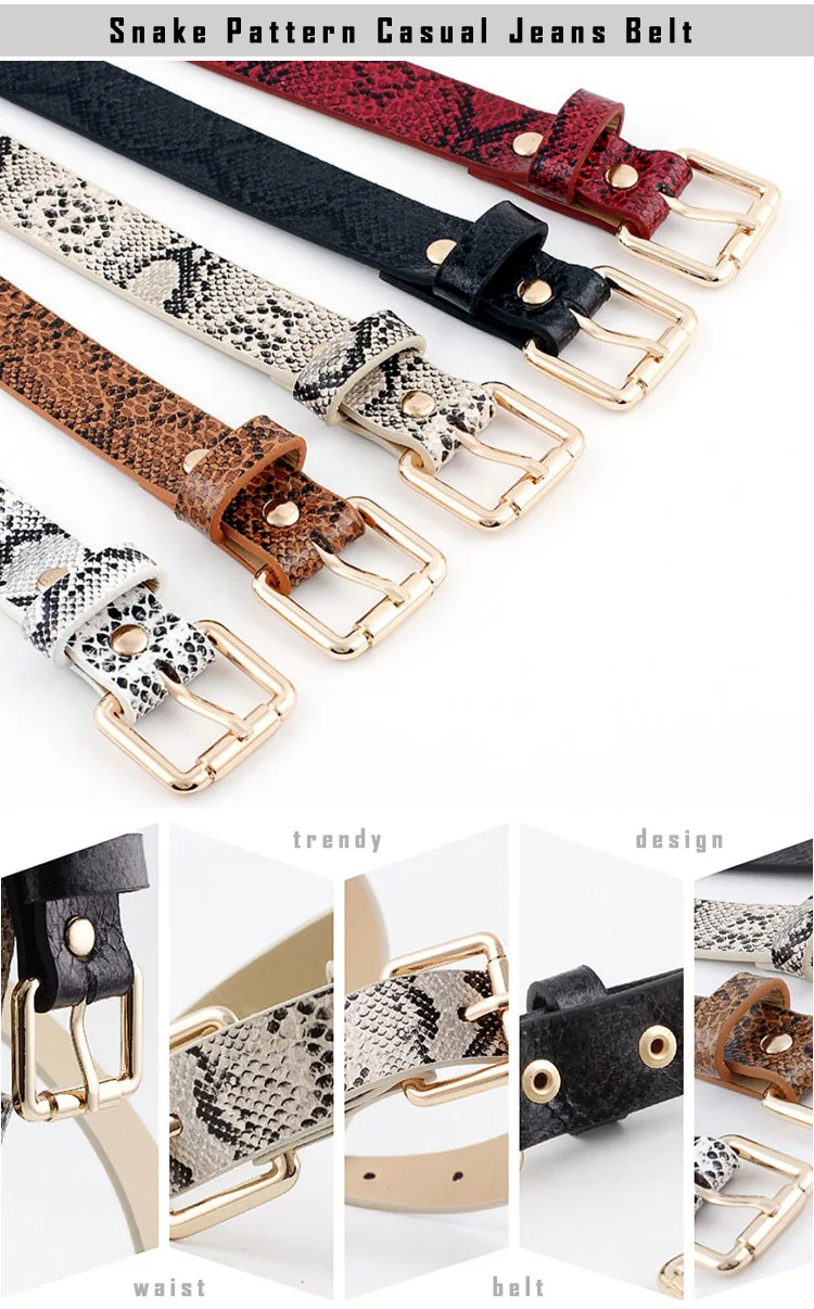 Snakeskin Printed PU Leather Belt for Women - Versatile & Stylish