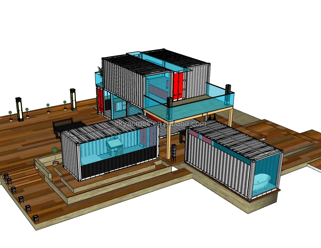 Modern Living Flat Pack Container House Two Floor Container vans ...
