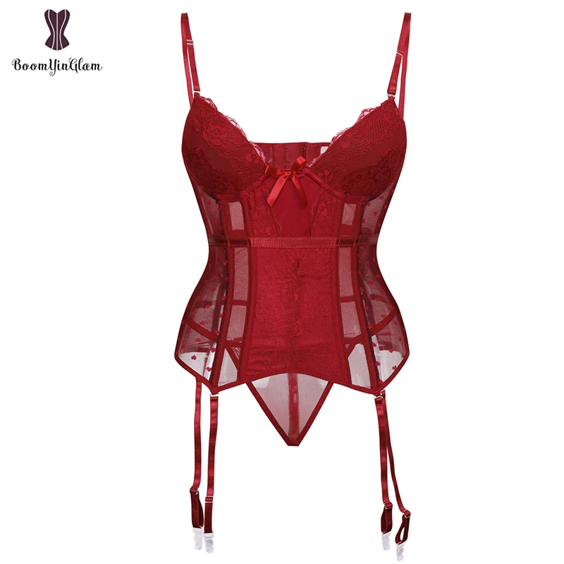 8 Plastic Bones Sexy Transparent Bra Shapewear Mesh Bustier