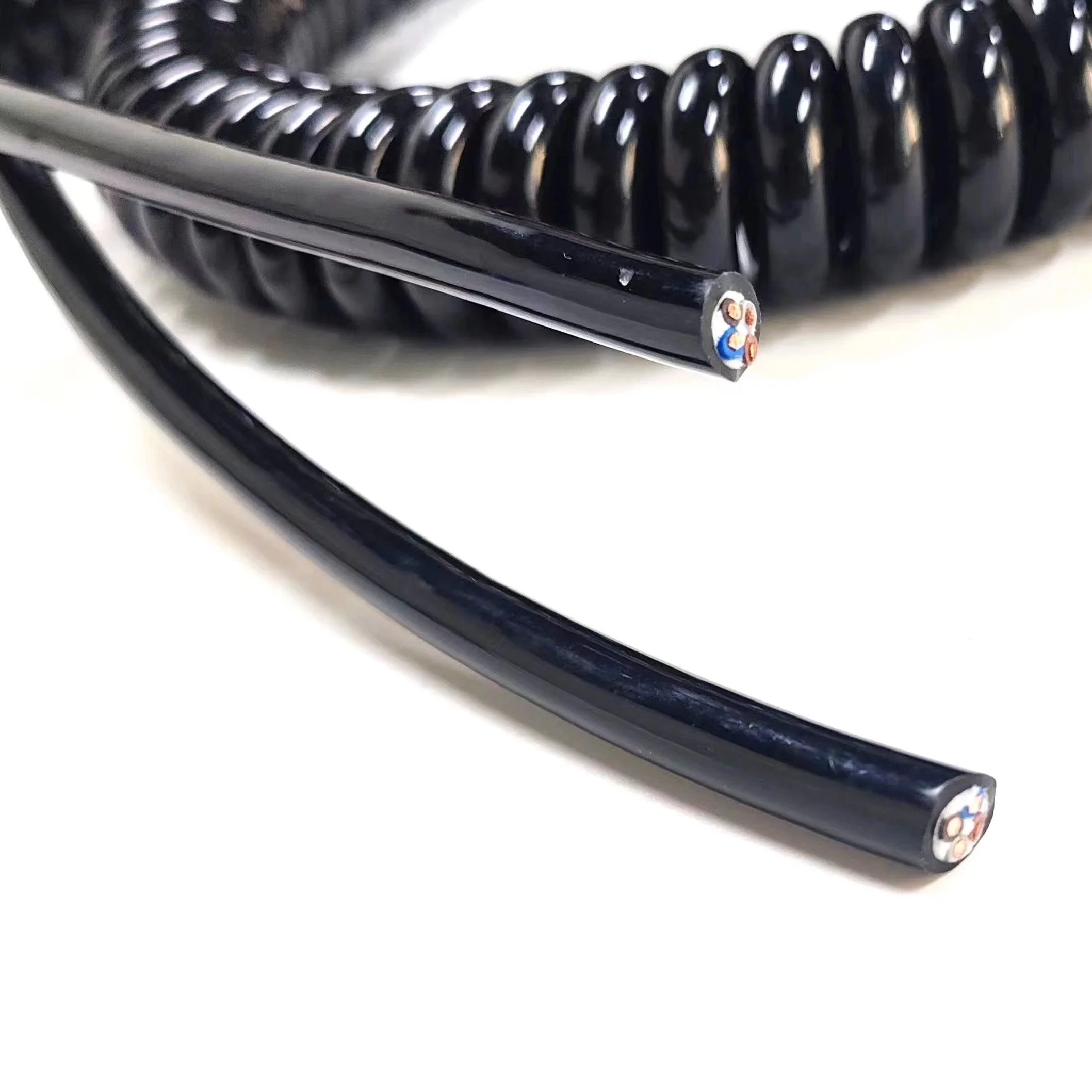 Custom Retractable Cable 4-core Pu Cables Spiral Coiled Cable For ...