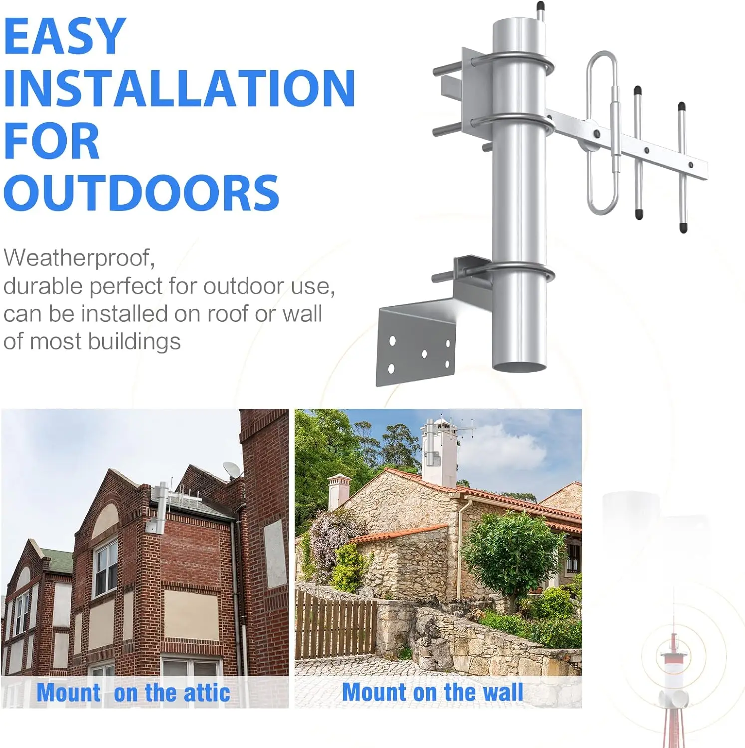 Universal Silver Antenna Installation Bracket Kit With Double U-bolts ...