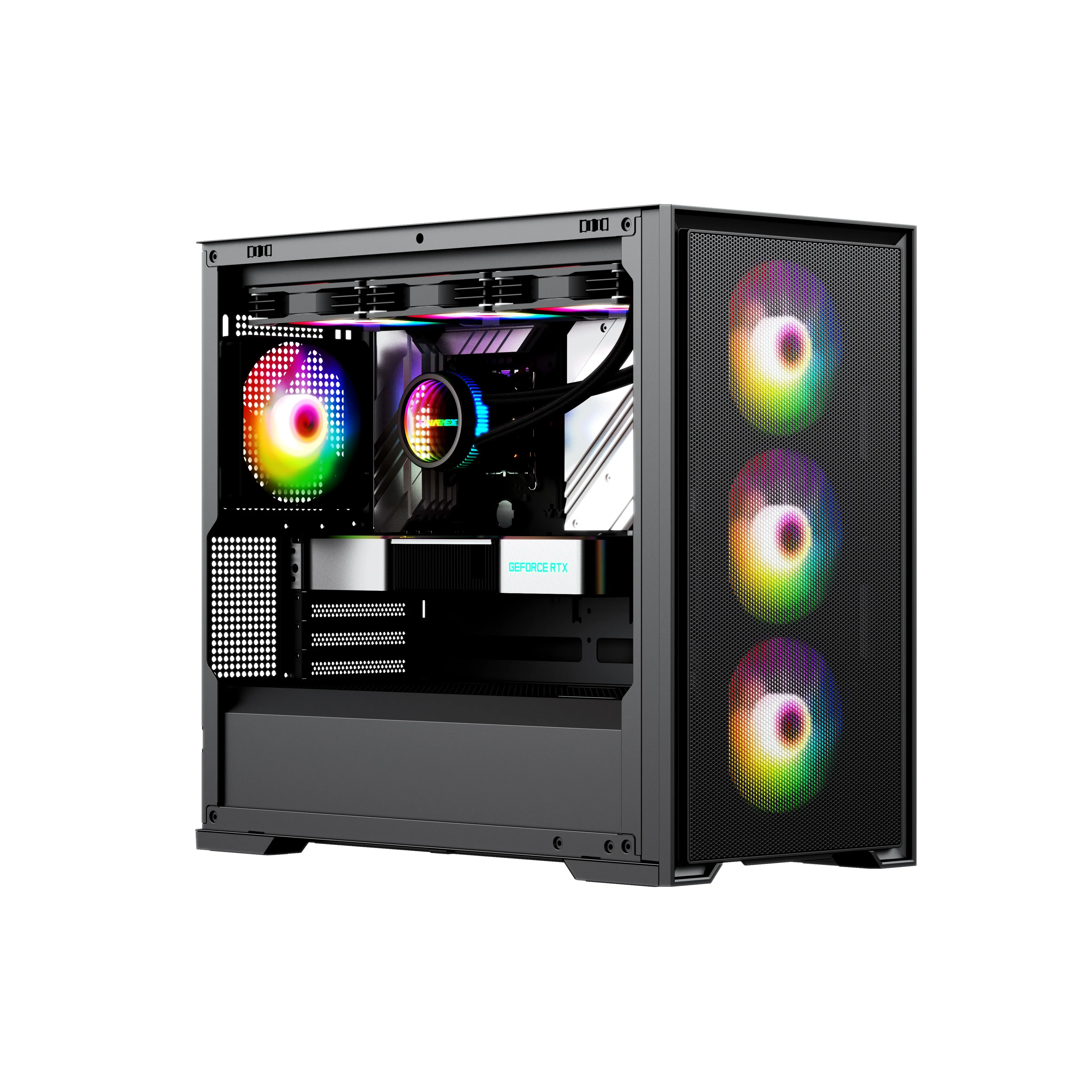 Tecnomall Micro ATX Gaming PC Case with Tempered Glass Side Panel and ...