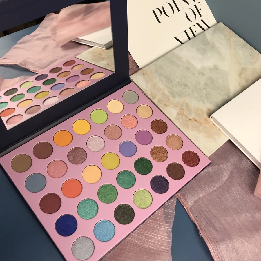 Wholesale Custom Label Fashion High Pigment Glitter Pink Eyeshadow Palette Private Label Multi ...