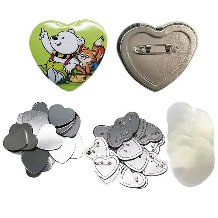 Wholesale Heart Shape Badges - Customizable Pin Tin Buttons