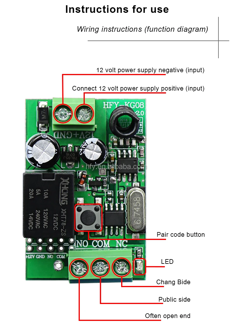 433mhz Dc 12v Ev1527 1ch Rf Relay Receiver + Transmitter - Buy 433mhz ...