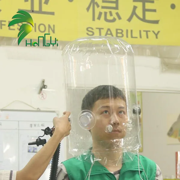 Newest PVC Clear Air Inflatable Isolation Hood Medical Hat