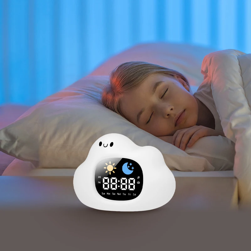 Child Clock Smart Sleep Trainer Cloud Night Light Silicone Colorful ...