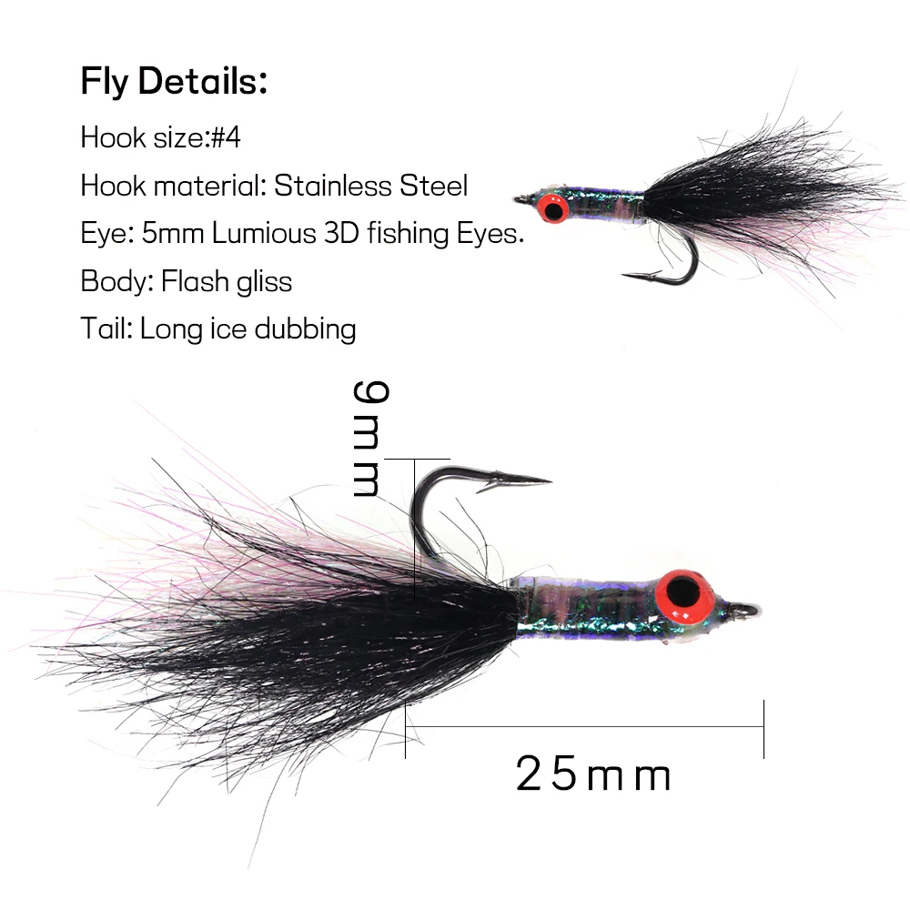 Luminous Fish Eye Epoxy Minnow Streamer Flies for Fishing