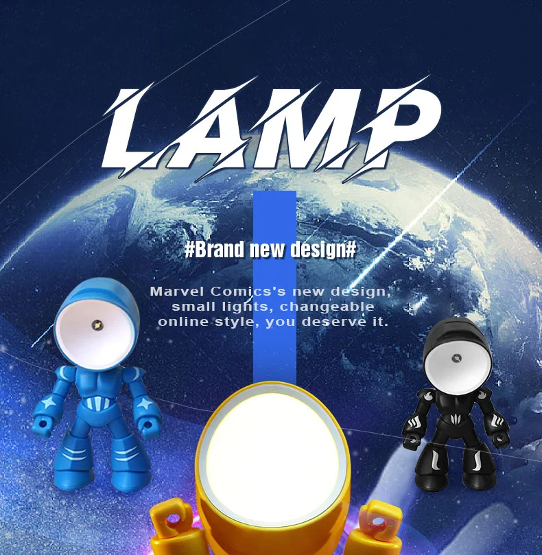 Home Desktop Interior Decor Mini Magnetic Robot Led Night Light Mini ...