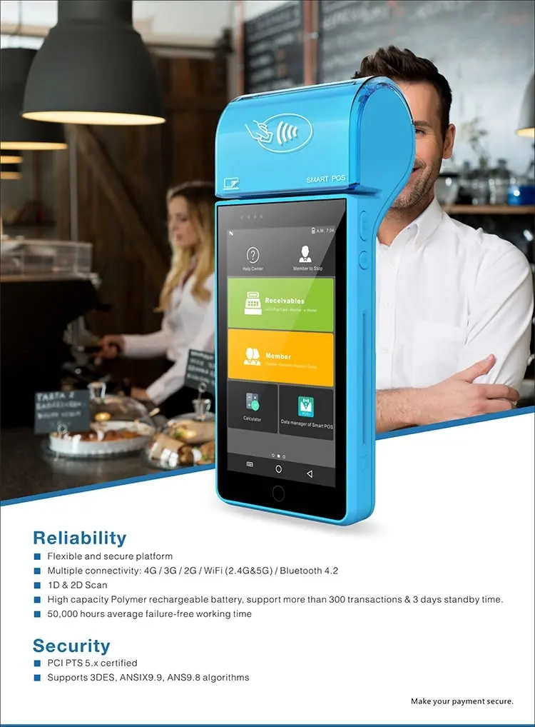 Mobile Pos Android Emv Pci Portable Payment Device With Printer ...