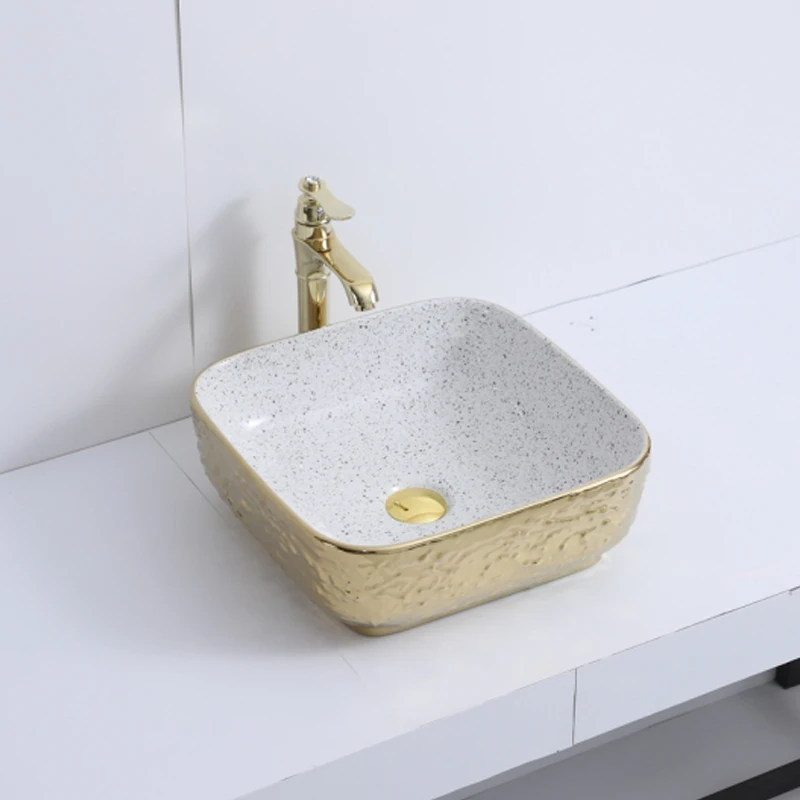 Modern Gold Ceramic Basin Sink Color Wash Golden Bathroom Design ...