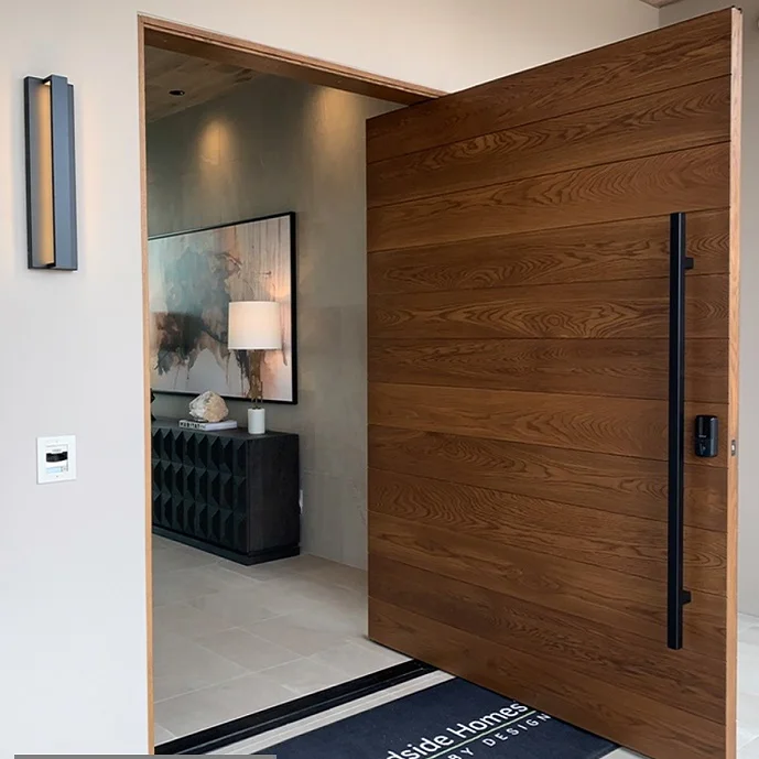 Modern Design Oak Wood Pivot Door Entrance for Residences