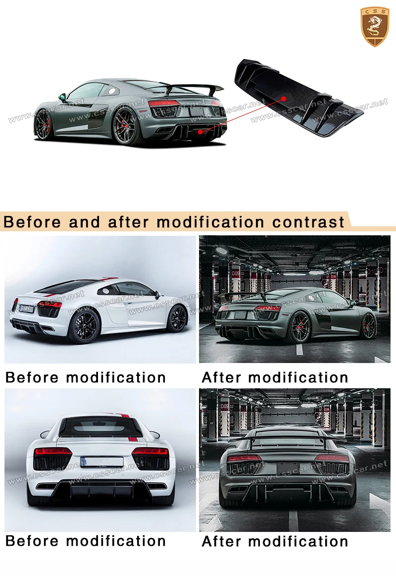 Factory Supply Carbon Fiber Car Bumper Rear Car Lip Diffusers For Au-di ...