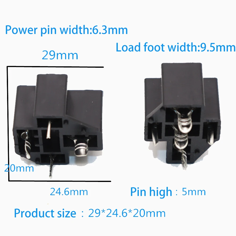 80a 40a Pcb Automotive Relay Socket 4 Pin 5 Pins Socket Black Brass 12v ...