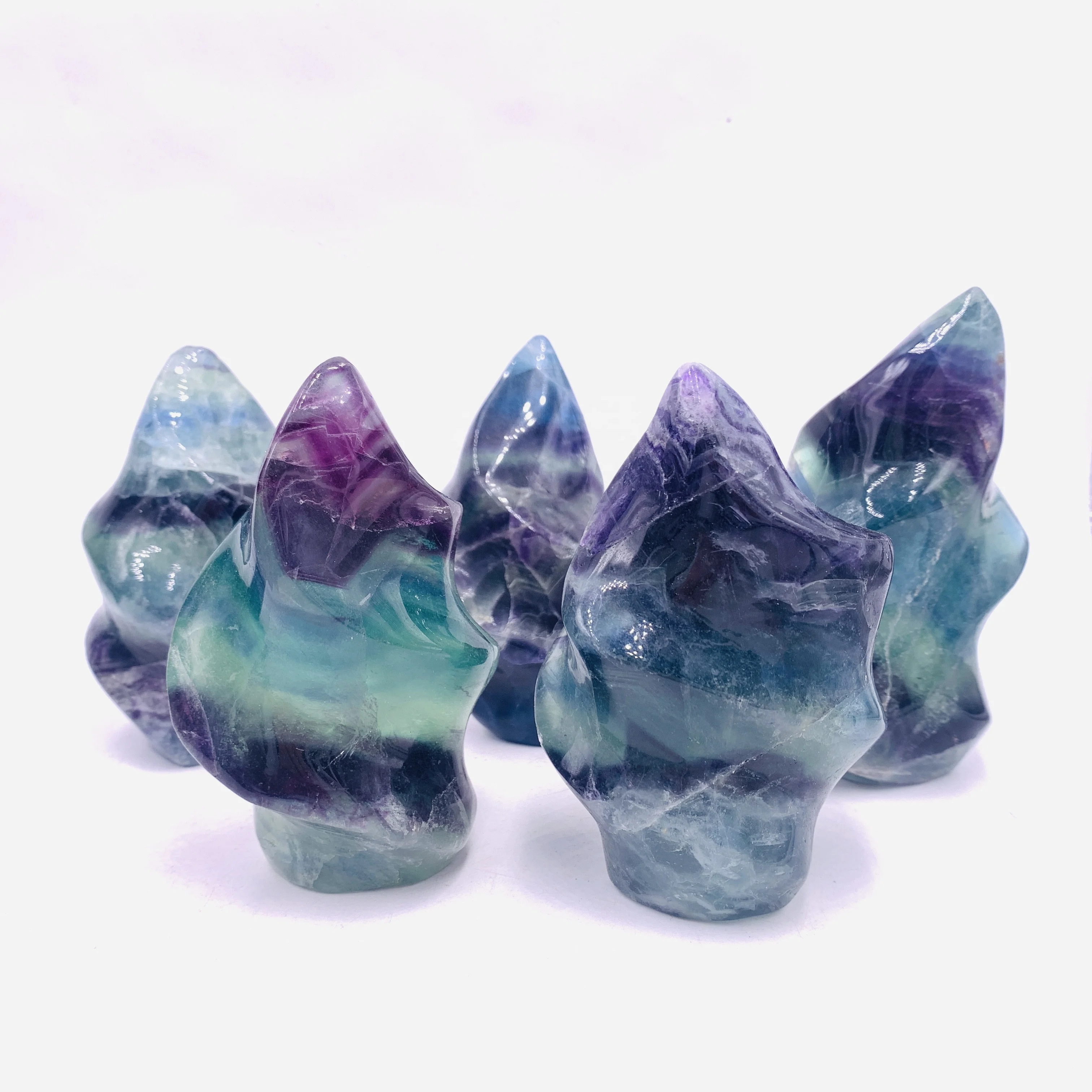 Craft Supplies & Tools Jewelry & Beauty 5cm #25 Rainbow Fluorite Carved ...