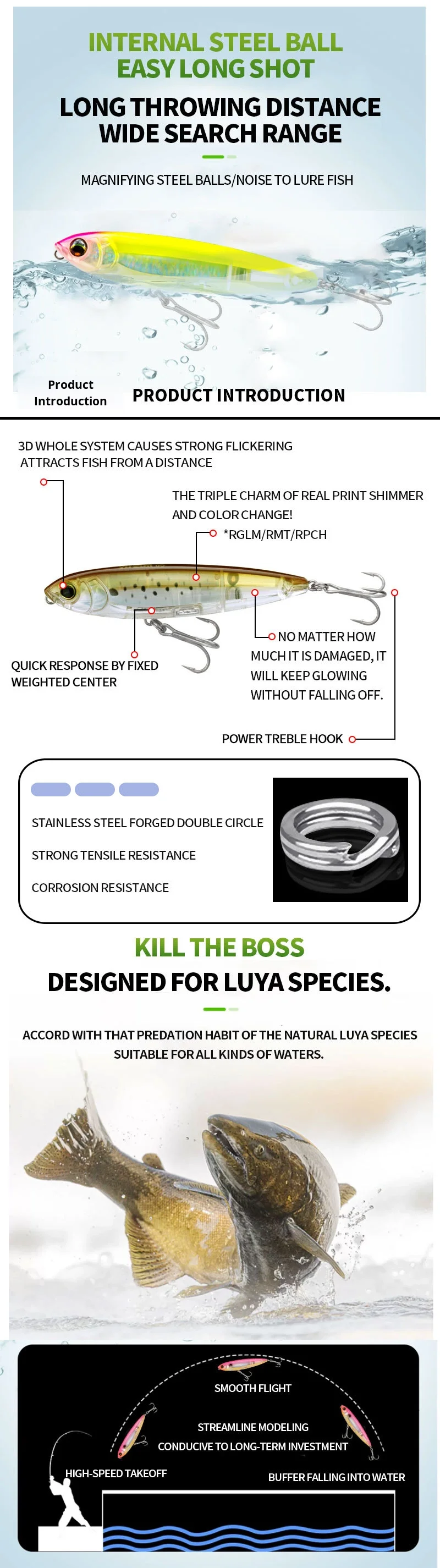 Luya 100mm/17G Floating Hard Bait Long Casting Metal Bass Mandarin Fish ...
