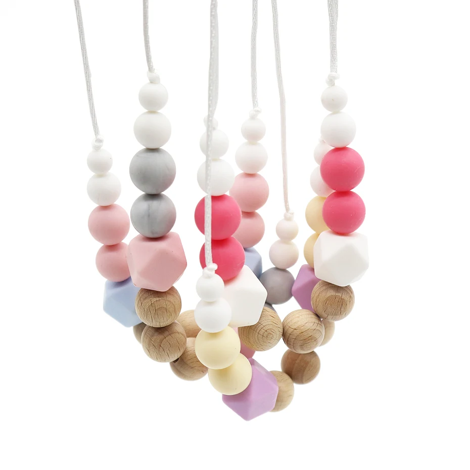 Food Grade Loose Round Baby Teething Silicone Beads For Necklace Making ...