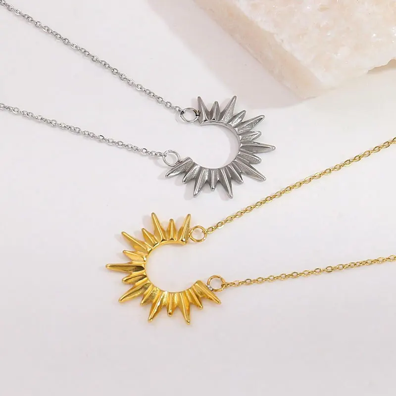 Minimalist Tarnish Free 18K Gold Plated Sun Shape Wholesale Stainless ...