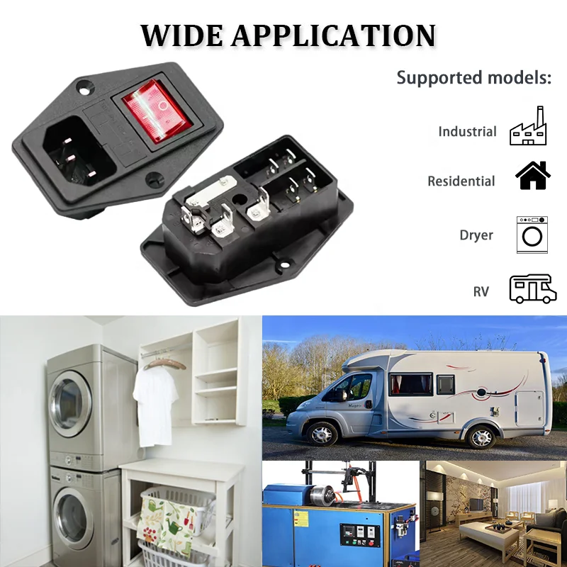 Electrical Switches Socket IEC320 C14 Fuse Outlet - 10A