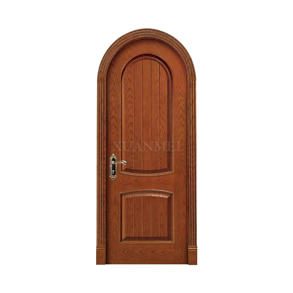 Wood Curved Panel Door Design Arch Top Solid Entry Doors Interior Swing ...