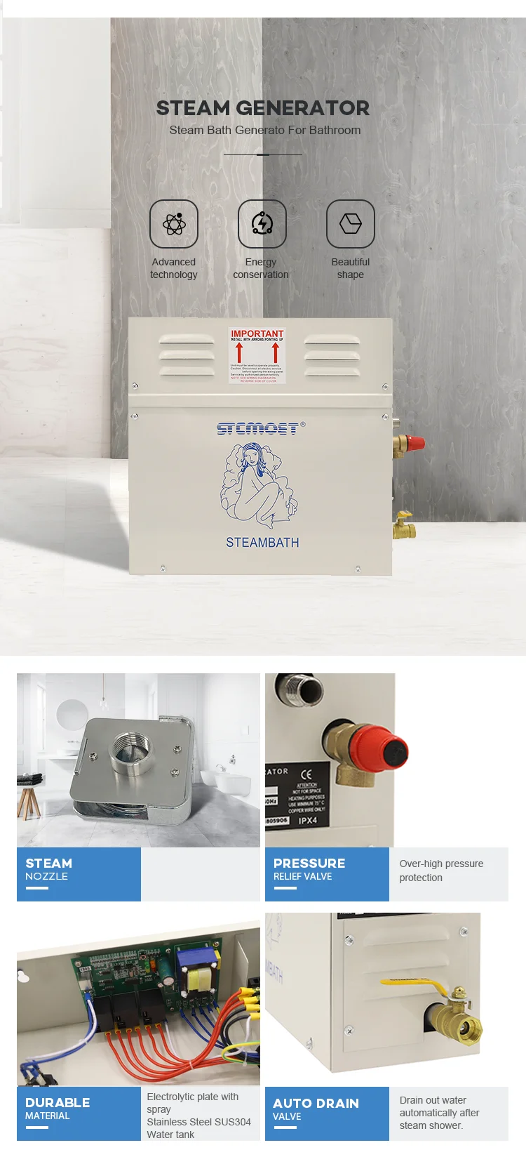 Portable Home Use Steam Generator for Steam Bath