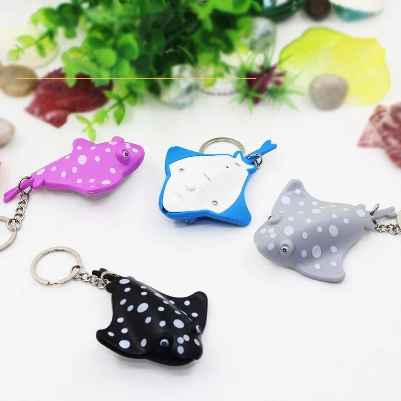 Manta Ray LED Sound Keychain - Creative Sea Animal Gift