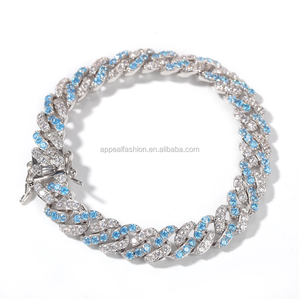 Iced Out Baby Cuban Link Chain - Two Tone Bling Jewelry