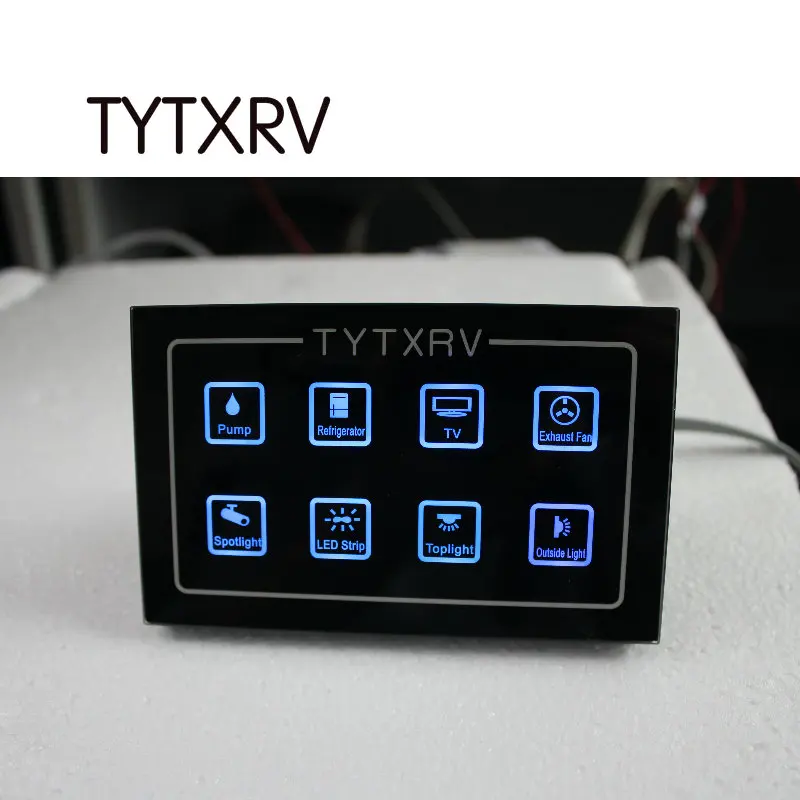 TYTXRV 6" 8-Gang RV Touch Screen Switch with Blue Backlight