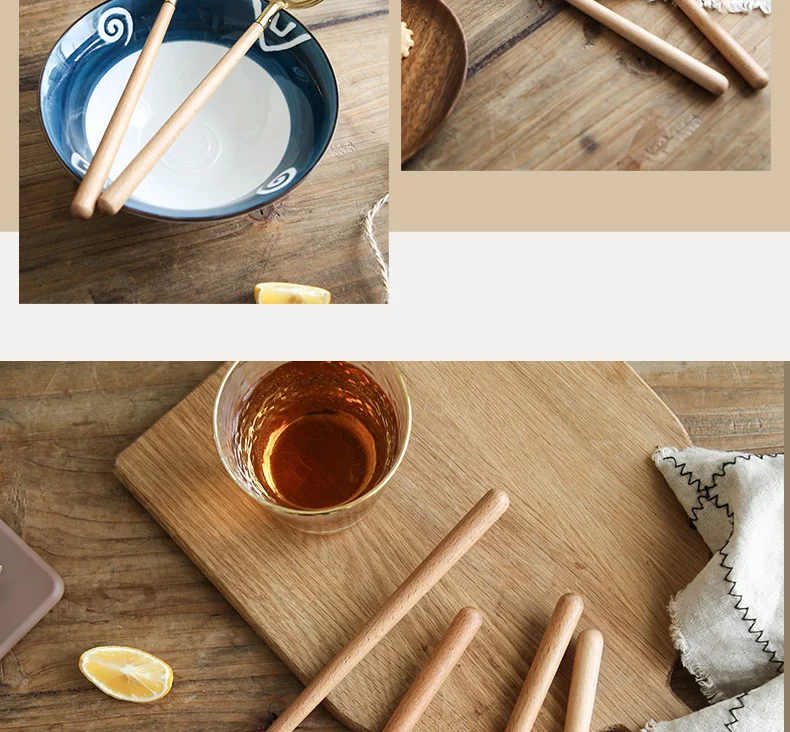 Korean Cooking Utensils Wooden Handle Stainless Steel Soup Spoon and ...