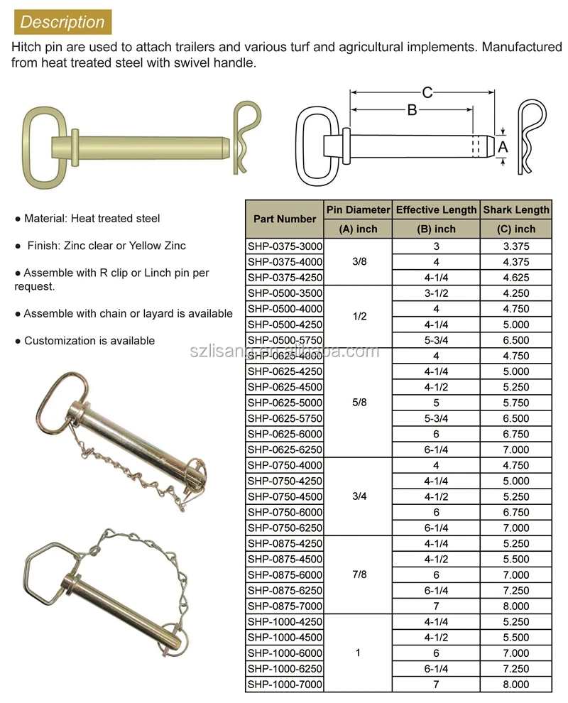 Square Pto Shaft Locking Hitch Pin Wire Lock Pin Safety Pin - Buy Pto ...