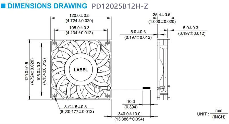 Pindai 12cm 12025 48V pressurized double ball violent industrial DC ...