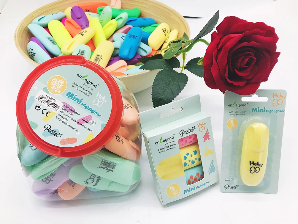 Pastel Mini Highlighter Pens - 6 Colors for School & Office