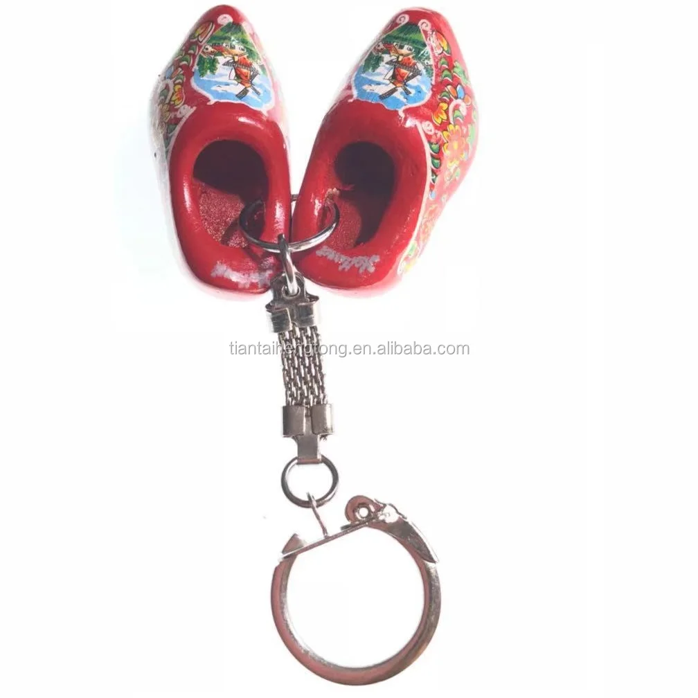 Red Wooden Shoe Keyring Dutch Shoe Key Chain With Custom Logo Craft ...