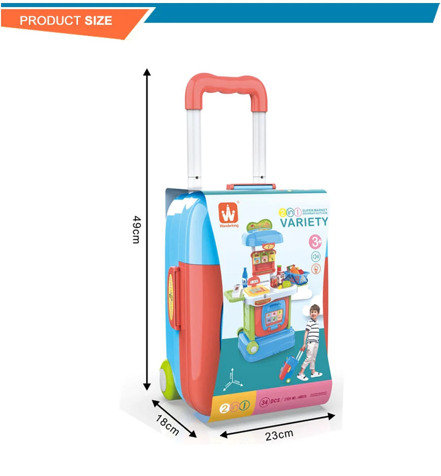 Kids Supermarket Play House Game Trolley Storage Takeaway Toys