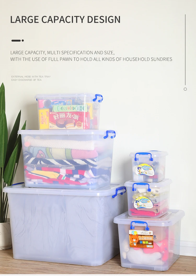 Large Capacity Clear Transparent Big Custom Plastic Box Container For ...