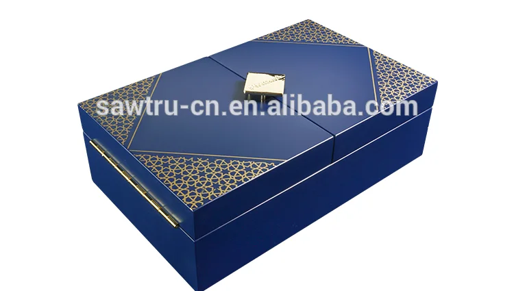 Blue Double Open Packaging Perfume Box With Homeom Printing Luxury ...