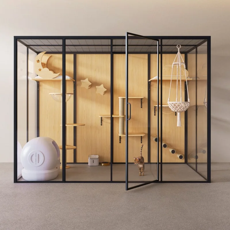Eco-friendly Large Glass Cat Cage - Spacious & Waterproof