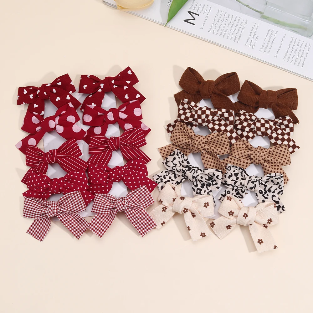 CN 10Pcs/set Princess Fabric Boutique Hair Clip Set Cute Print Flower ...