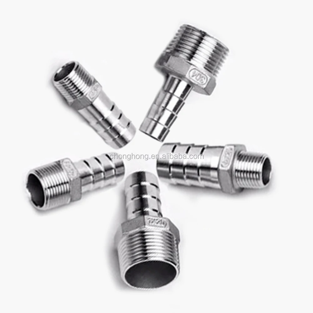 1/4x9mm NPT Thread Hose Barb Stainless Steel AISI316 Fittings