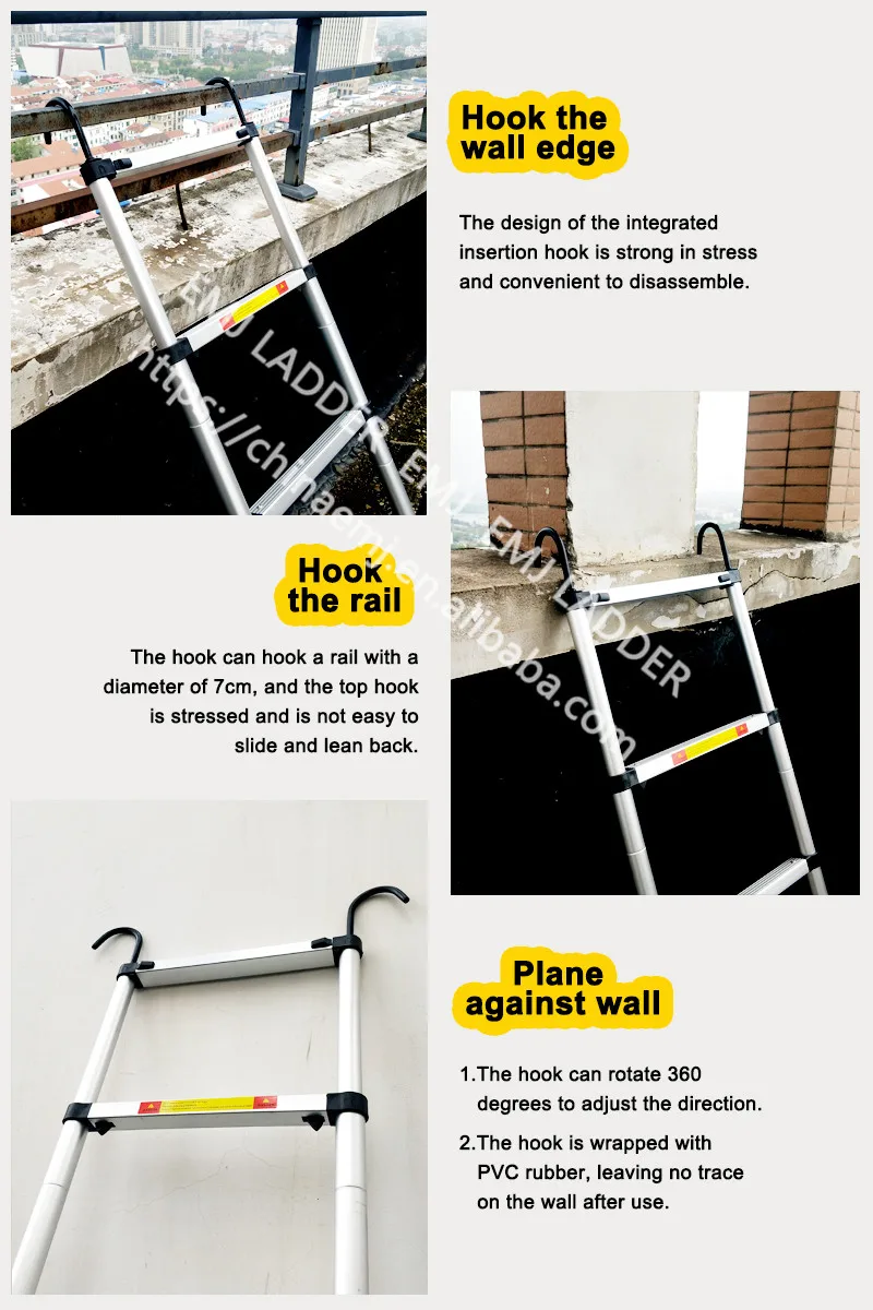 Hook Ladder Telescopic One Time Folding Aluminum Ladder With Hook ...