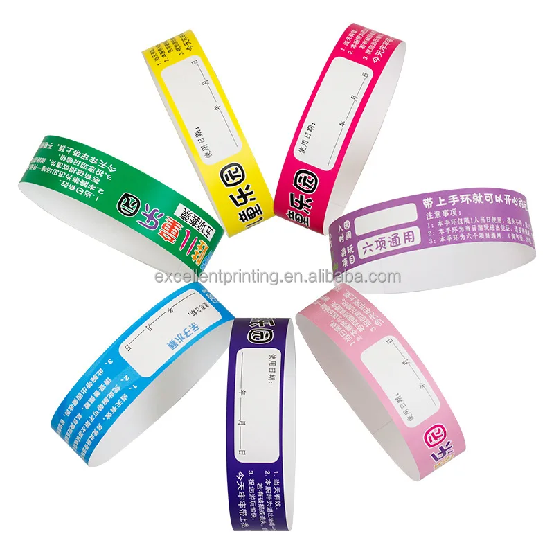 Neon Logo Sticker Tyvek Wristbands With Numbers Custom Tyvek Wristbands ...